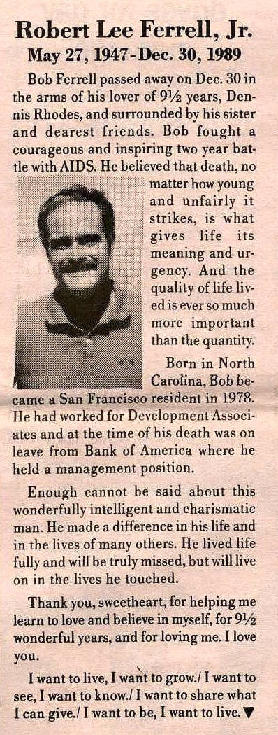 GLBT Historical Society and BAR On-Line Obituary Project