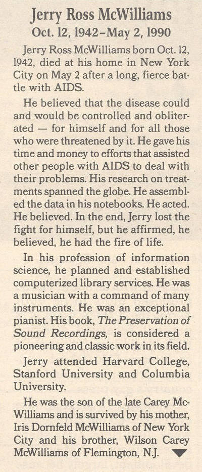 GLBT Historical Society and BAR On-Line Obituary Project